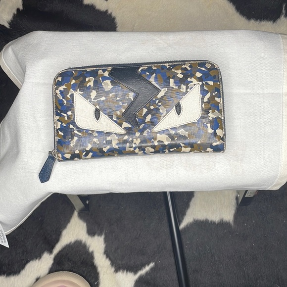 Fendi | Bags | Fendi Monster Wallet With Zipper In Camouflage Body ...